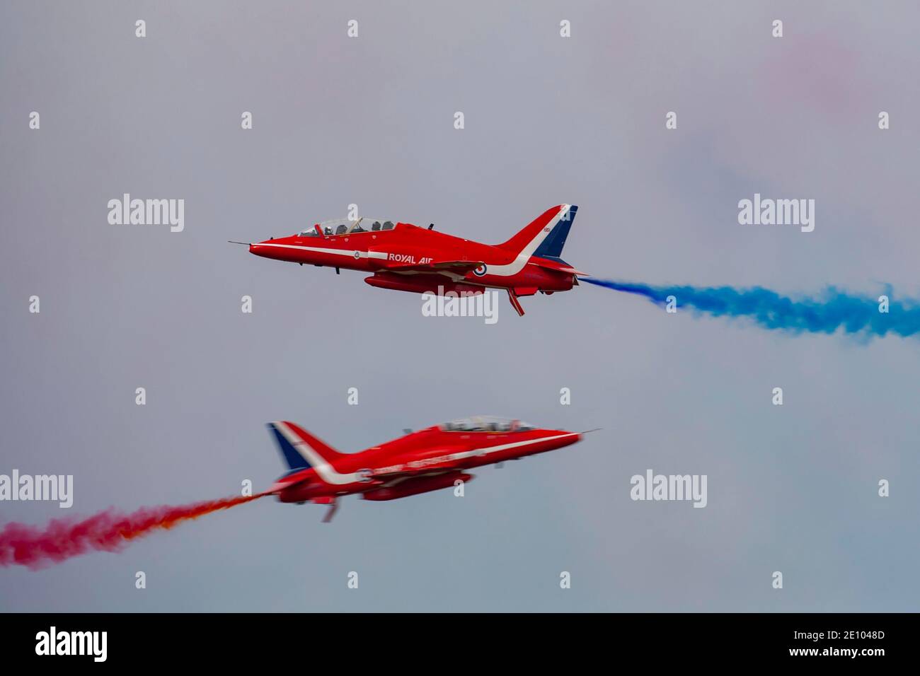 BAE Systems Hawk two aircraft of the Royal Air Force Red Arrows display ...