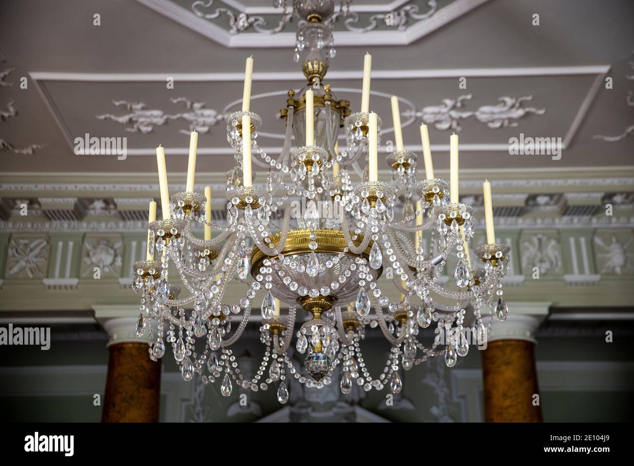 Chandelier in Castle Ward's reception hall which was cleaned by the new ...