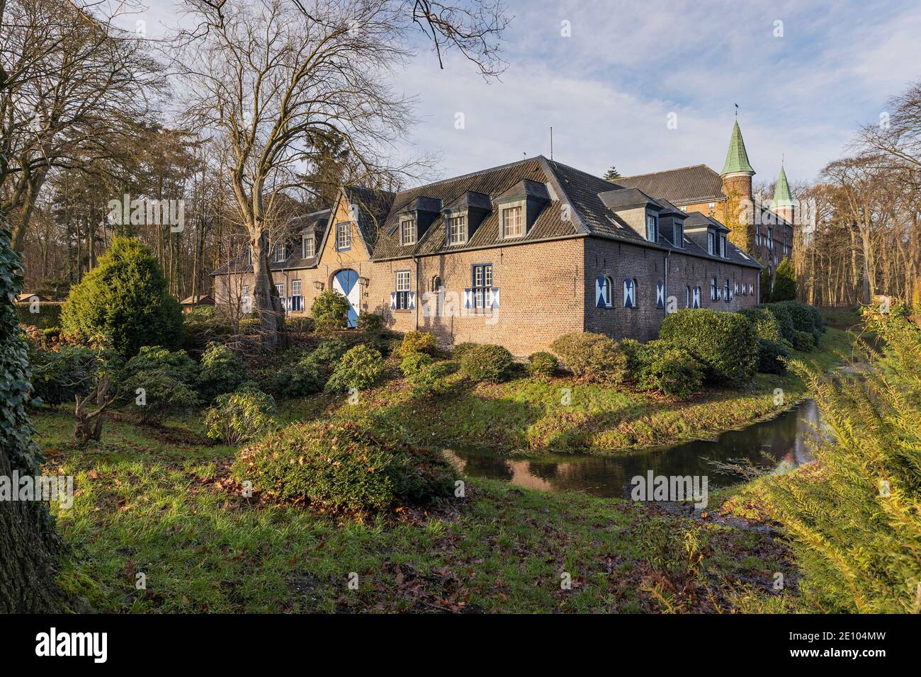 Geldern - View to Outer bailey and Manor House moated at Castle Walbeck ...