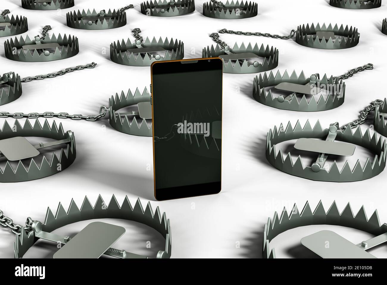 Close up of smartphone or mobile phone prowling around multiple metal ...