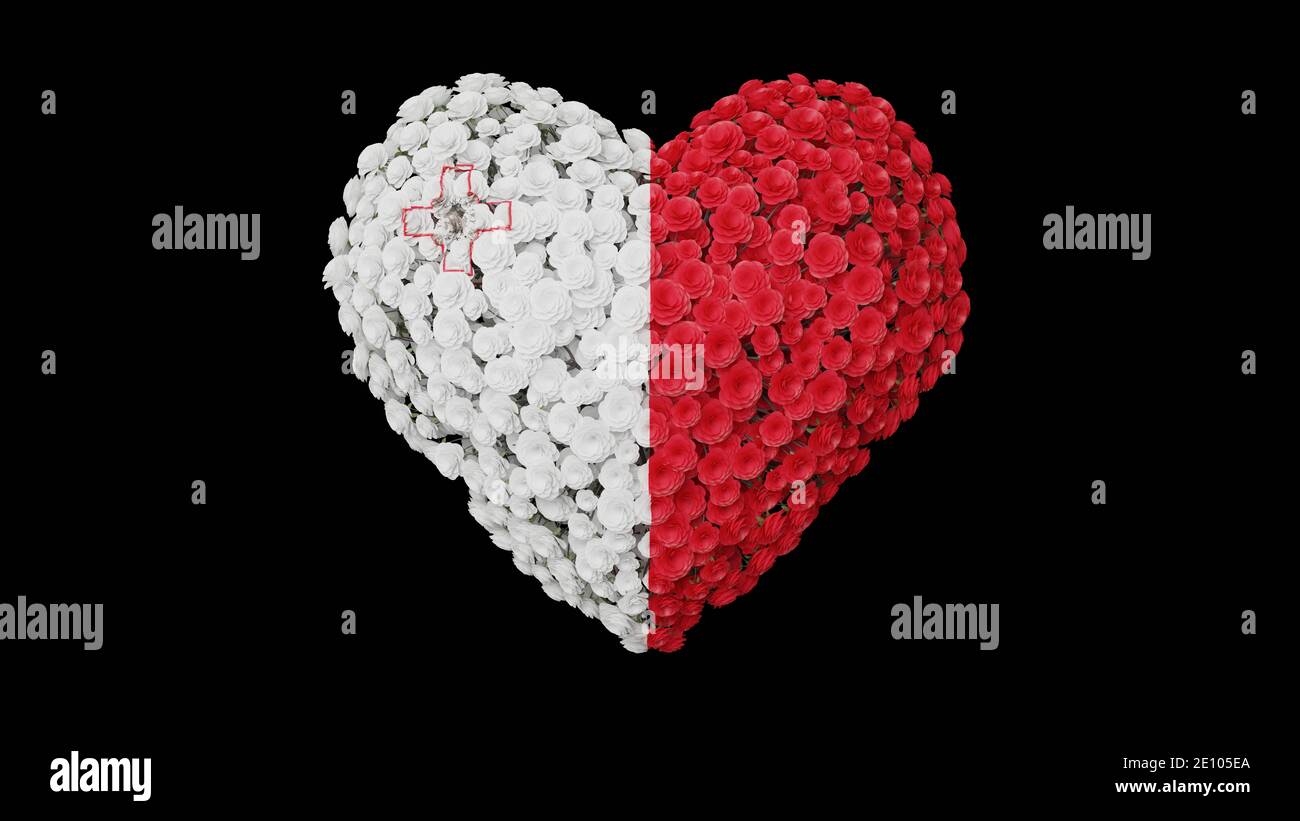 Malta National Day. September 21. Independence Day. Heart shape made ...