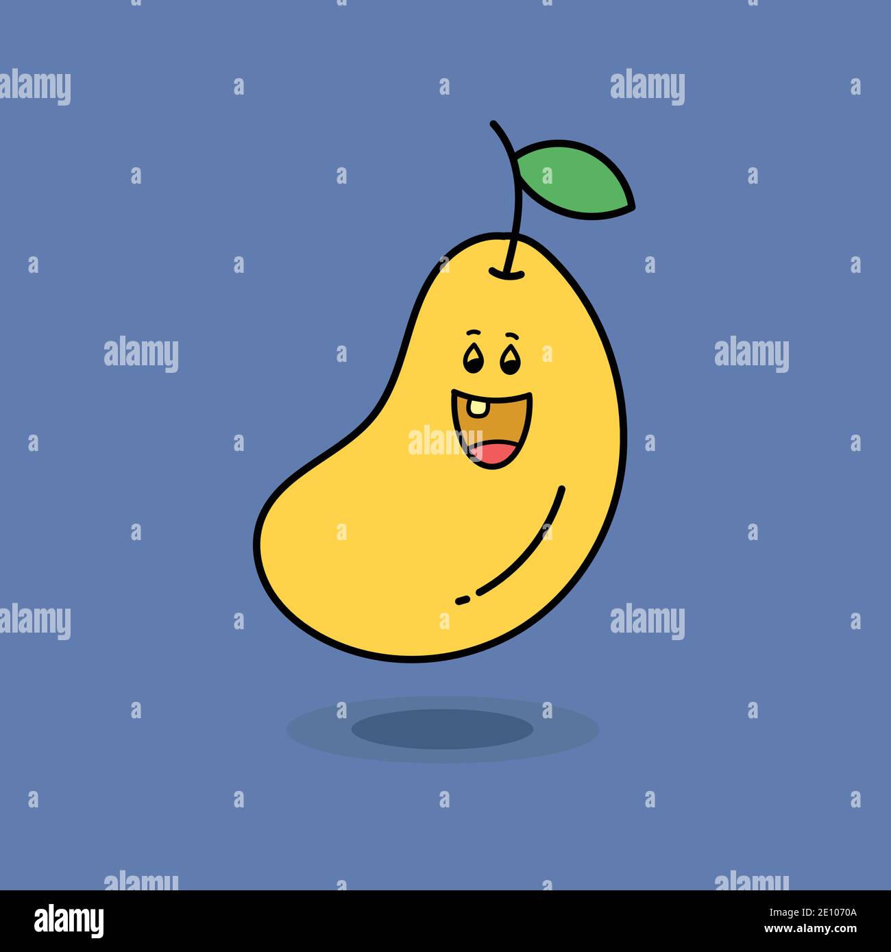 Cute Mango Flat Cartoon. Simple Vector Illustration Stock Vector Image ...