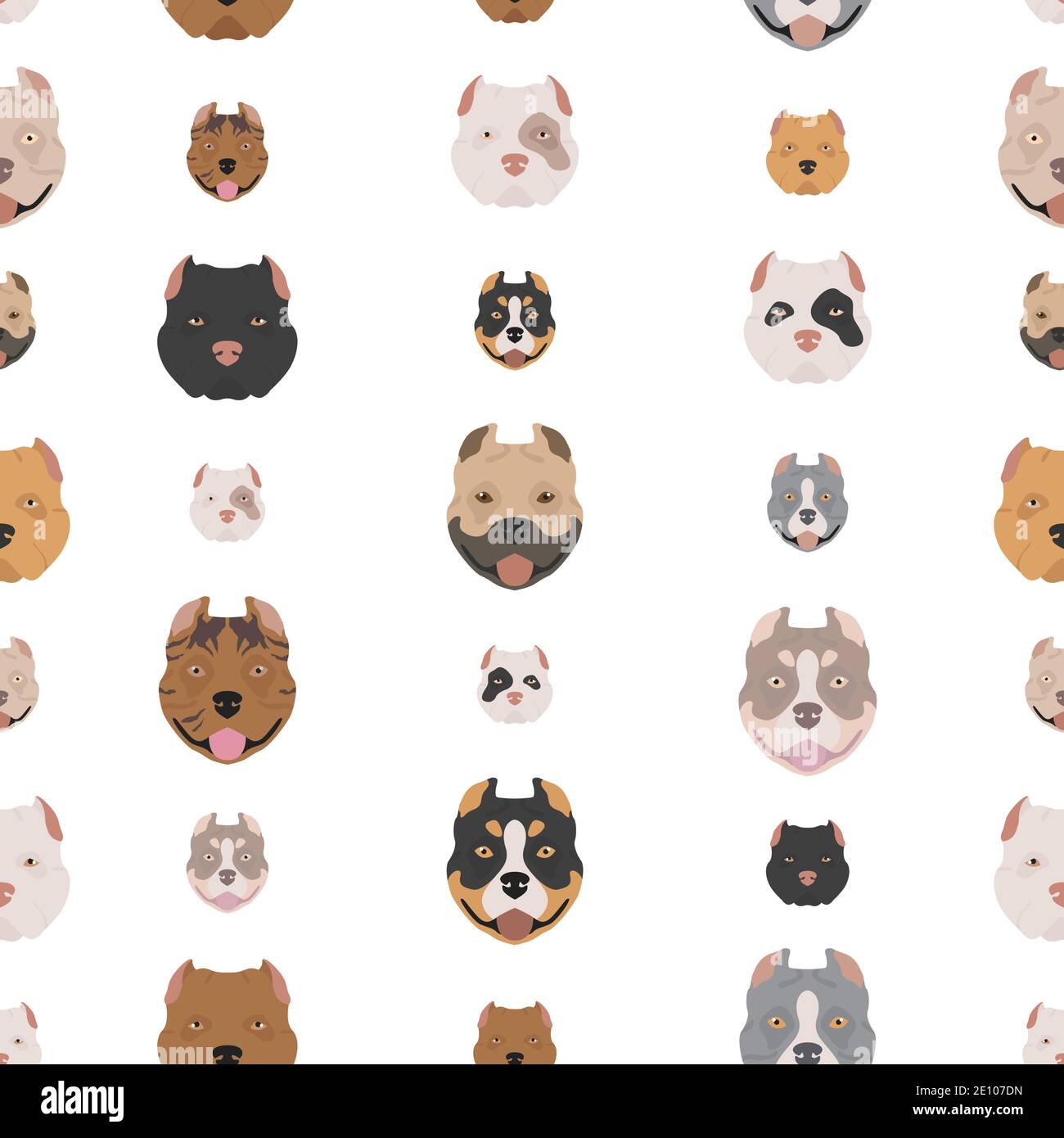 American bully dogs set. Color varieties, different poses. Seamless ...
