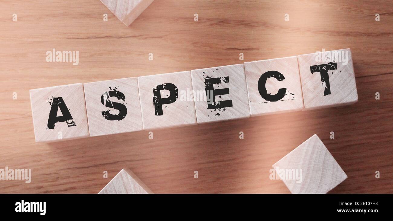 Aspect Word Written In Wooden Cube Stock Photo - Alamy