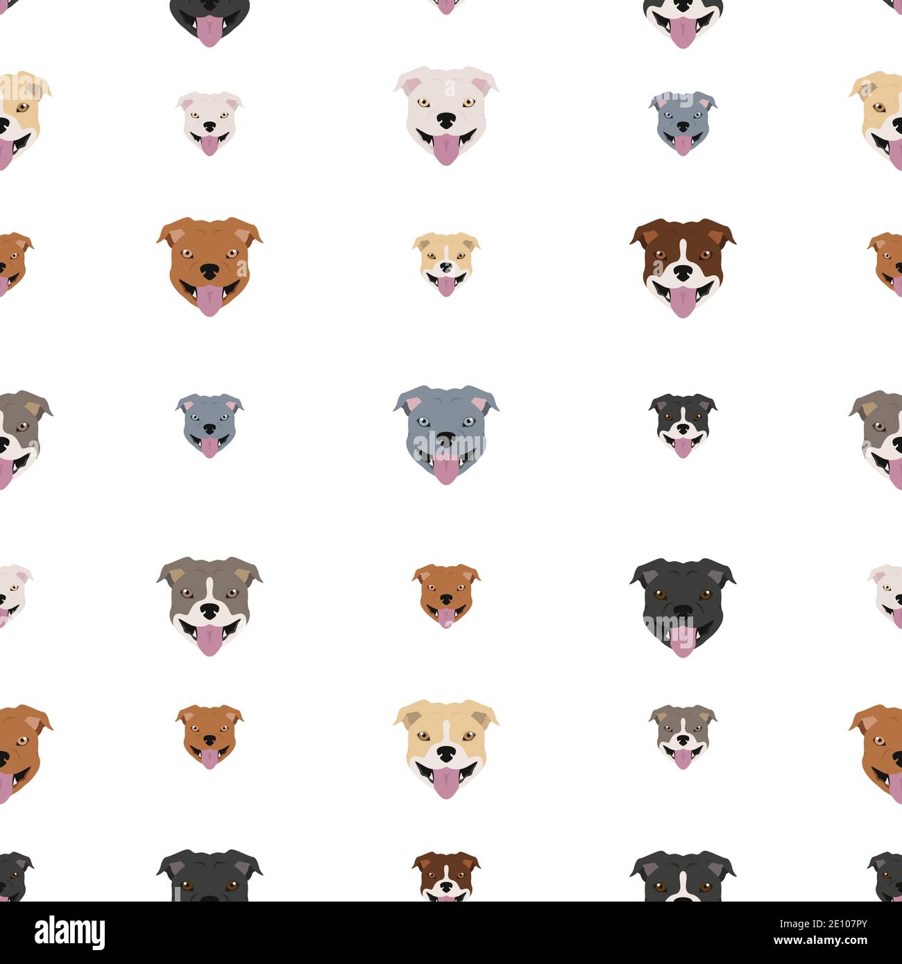 Staffordshire bull terrier seamless pattern. Staffy characters set ...