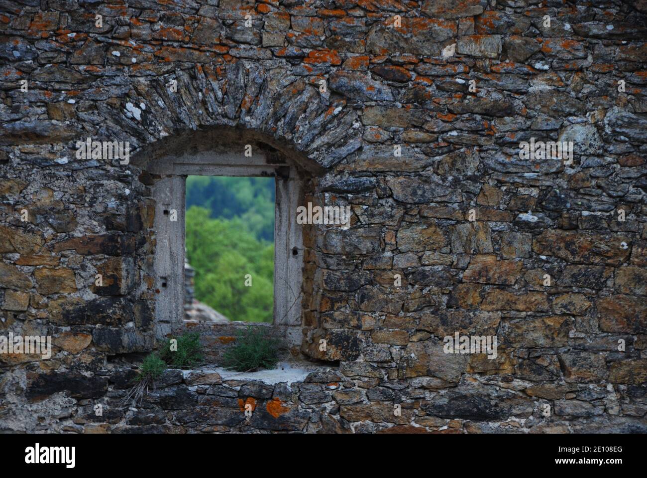 castle window in a stone wall of an old castle Stock Photo - Alamy