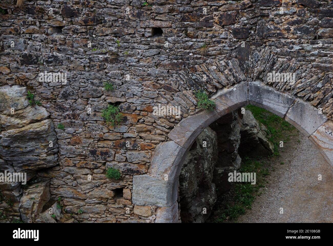 old gate passage of a stone castle Stock Photo - Alamy