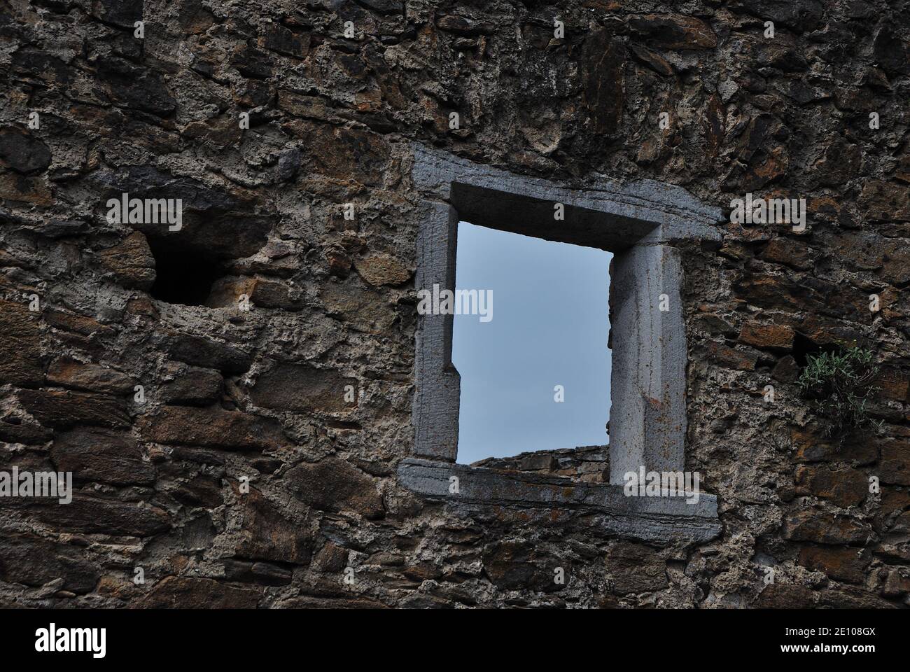old stone wall with window Stock Photo - Alamy