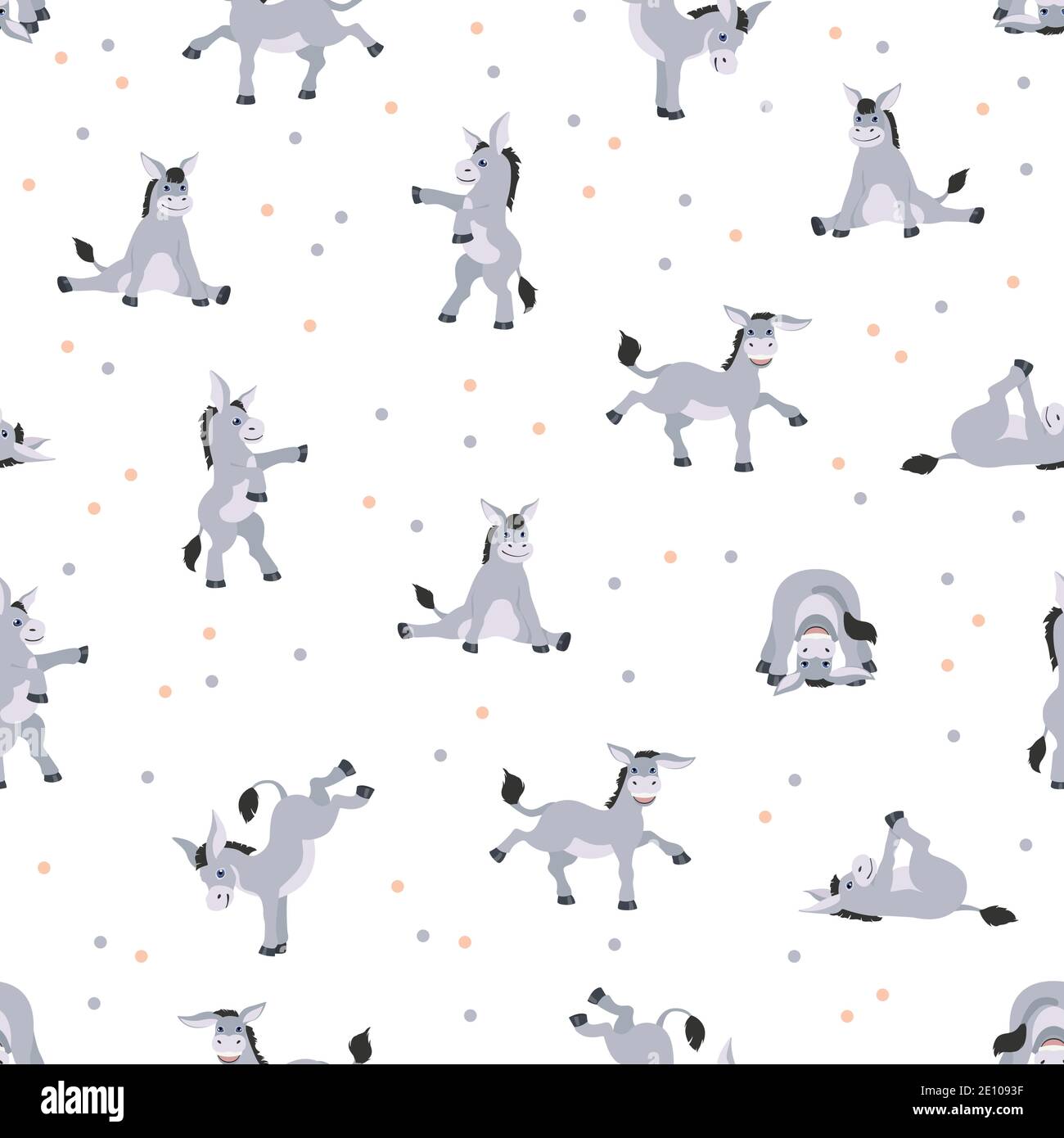 Donkey yoga poses and exercises seamless pattern. Cute cartoon clipart ...