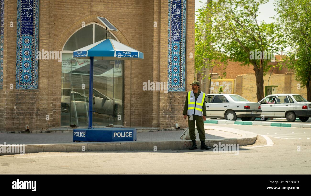 Yazd, Iran - May 2019: Iranian traffic police in the streets. Traffic ...