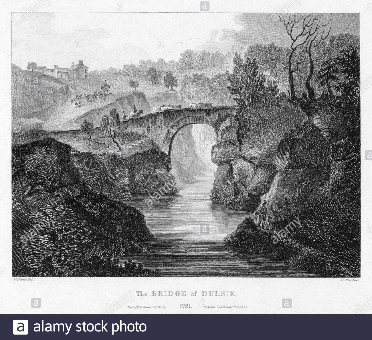 Bridge of Dulsie spanning the River Findhorn, Nairn, Scotland, vintage ...
