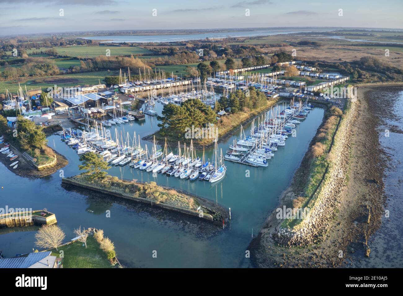 Emsworth Yachts in Marina aerial view in the late afternoon sun a ...