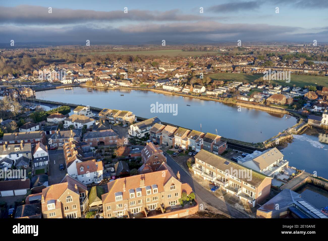 Aerial photo over Emsworth Yacht Harbour with Hermitage in view in the ...