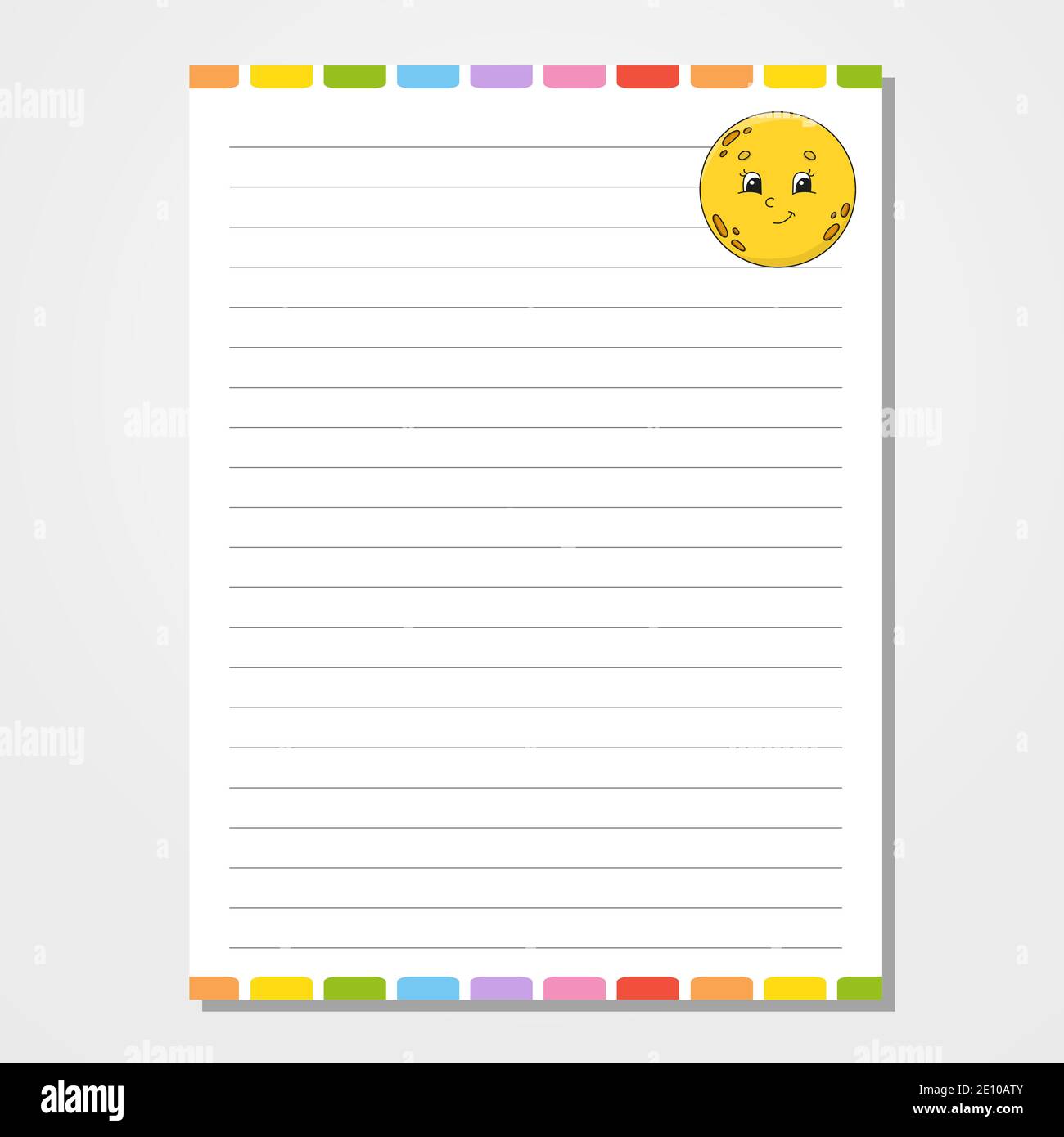 Sheet template for notebook, notepad, diary. Funny character. Isolated ...