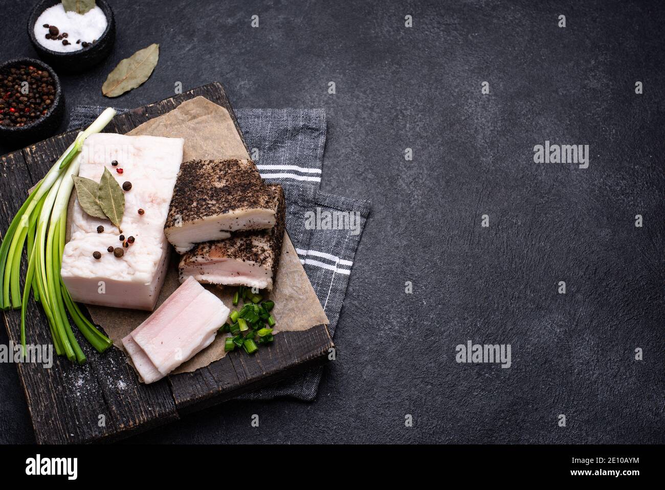 Salty pork lard with garlic Stock Photo - Alamy