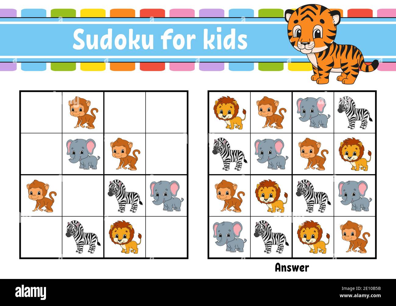 Sudoku for kids. Education developing worksheet. Activity page with ...