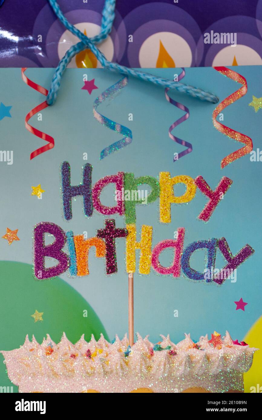 Happy Birthday Bright colored sign for celebrations and gifts. Portrait ...
