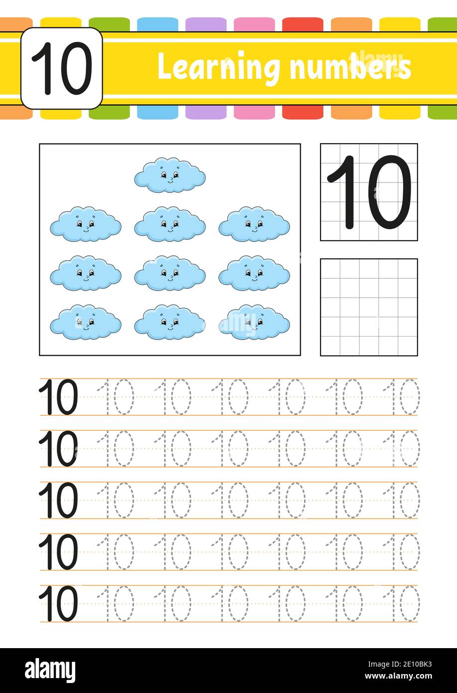Trace and write. Handwriting practice. Learning numbers for kids ...