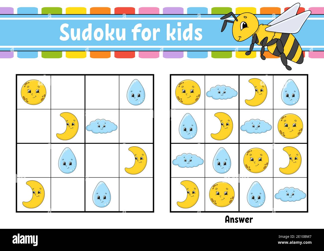 Sudoku for kids. Education developing worksheet. Activity page with ...