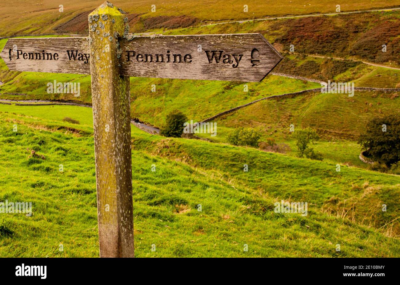Way sign indicating the Pennine Way in Swaledale; one of the ...