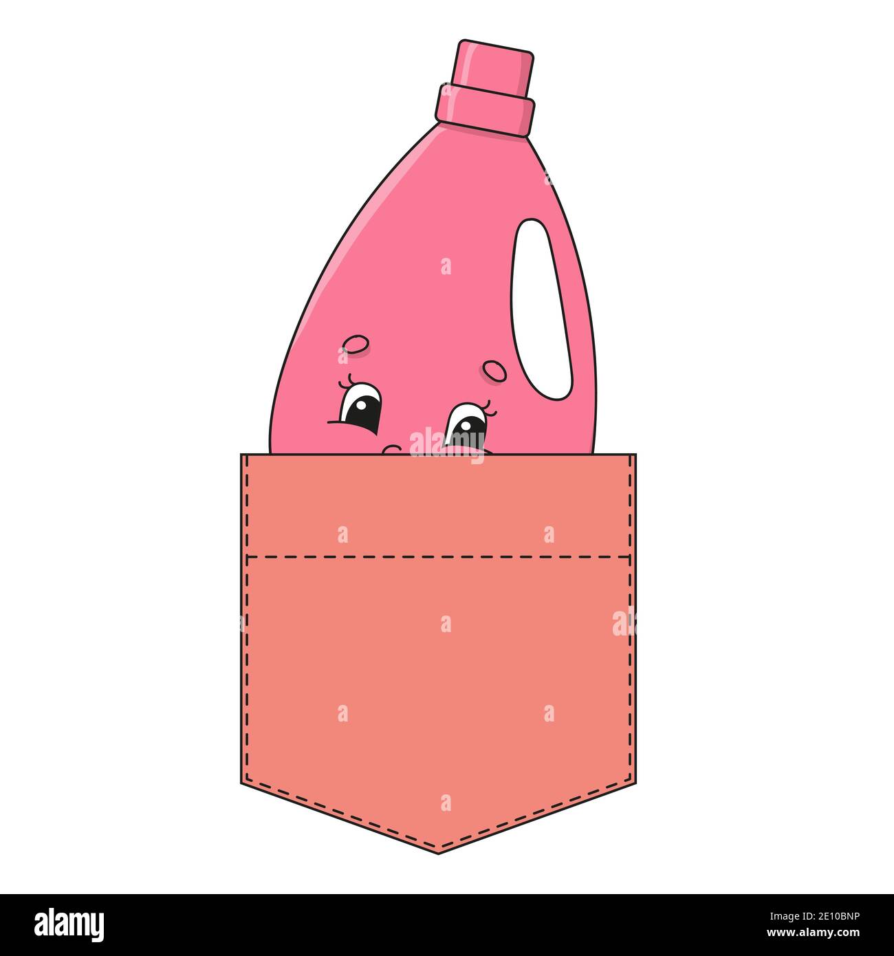 Pink cleanser in shirt pocket. Cute character. Colorful vector ...