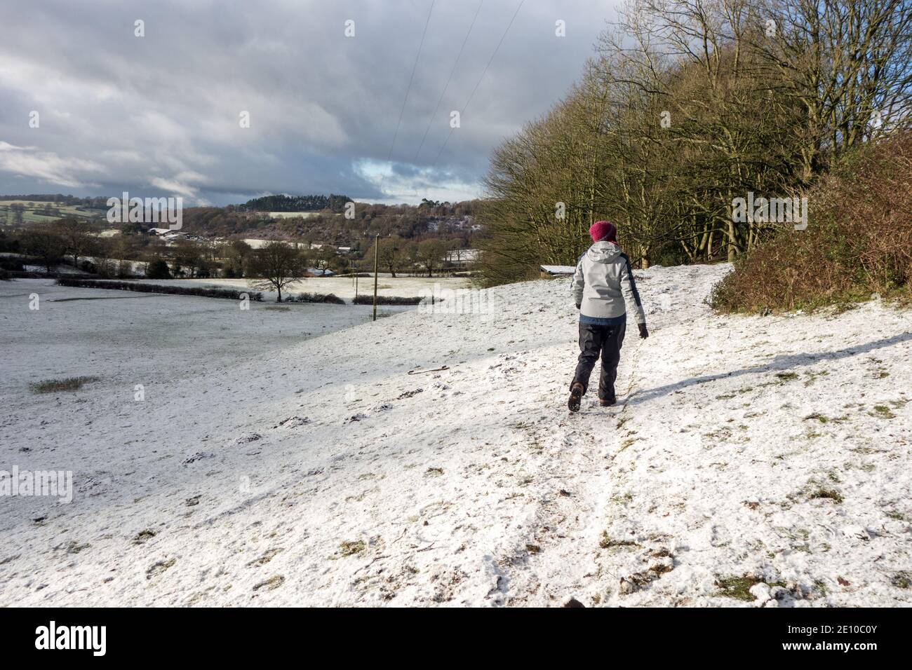 Walking and rambling in the Cheshire countryside during snow in the ...
