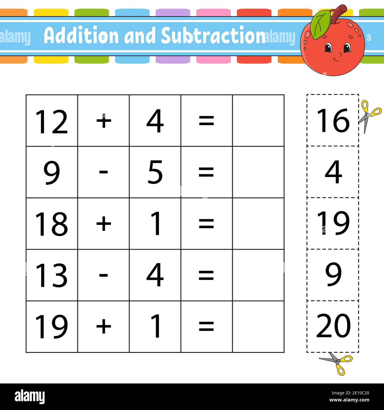 Addition and subtraction. Task for kids. Education developing worksheet ...