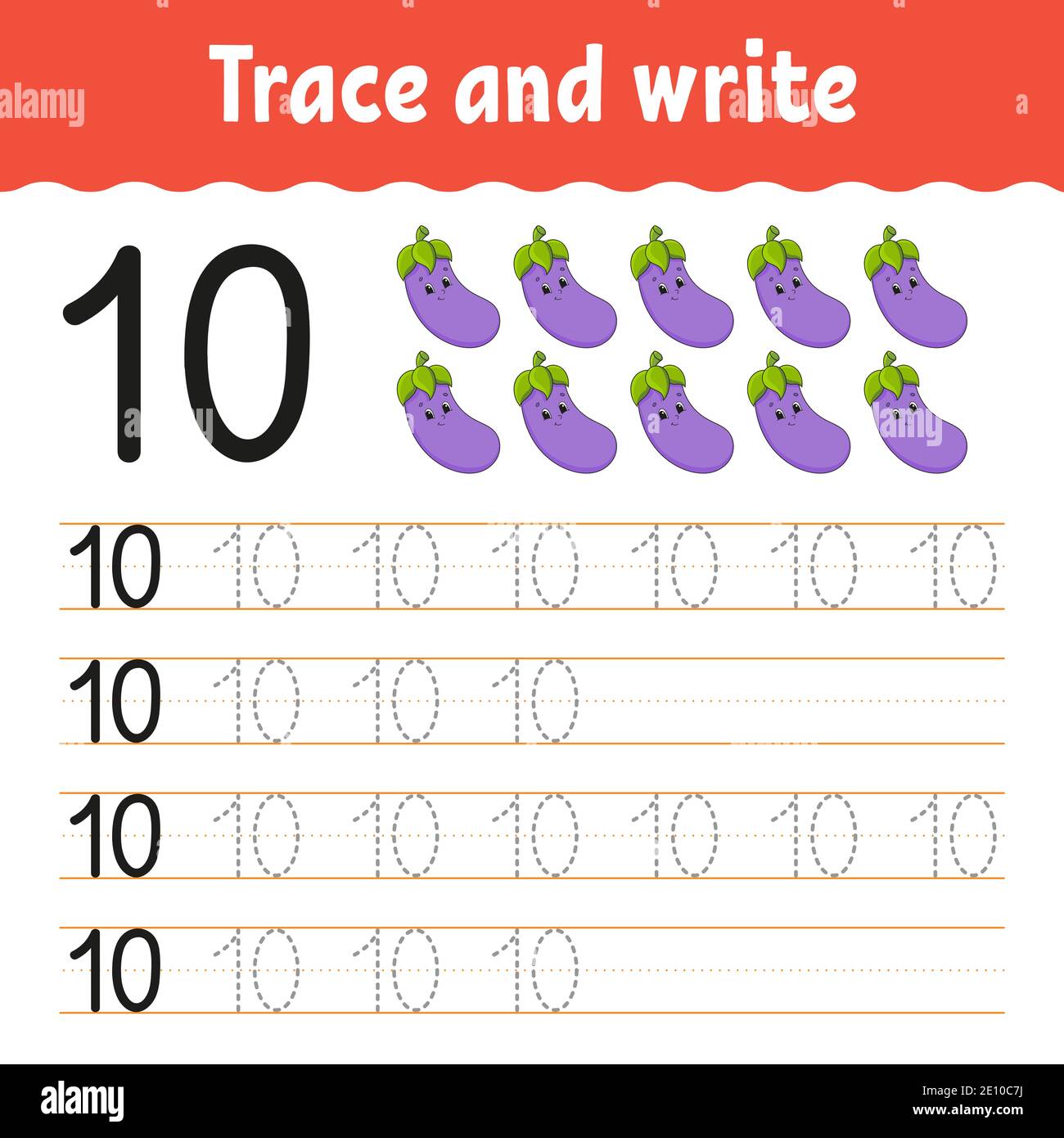 Trace and write. Handwriting practice. Learning numbers for kids ...