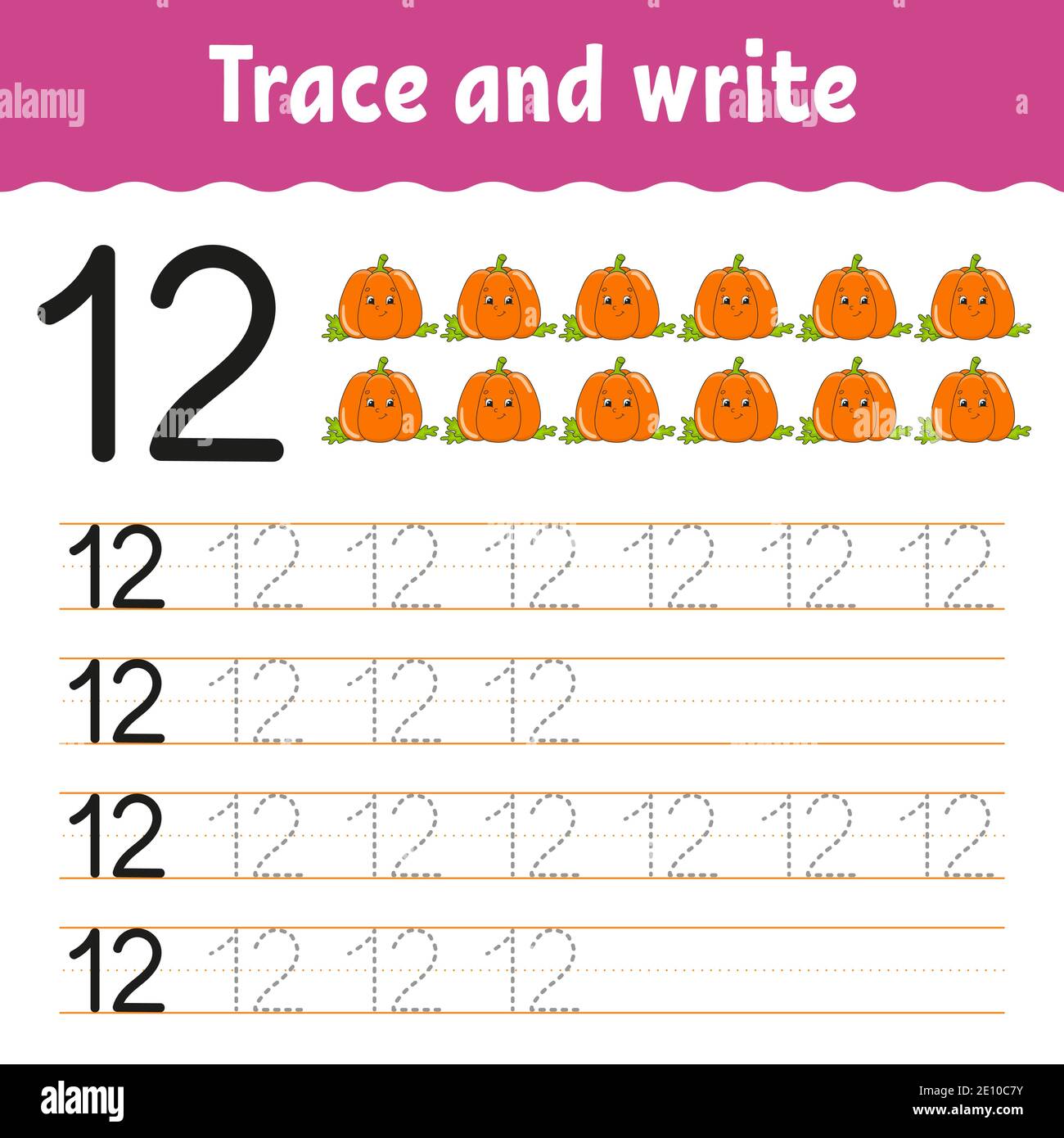 Trace and write. Handwriting practice. Learning numbers for kids ...