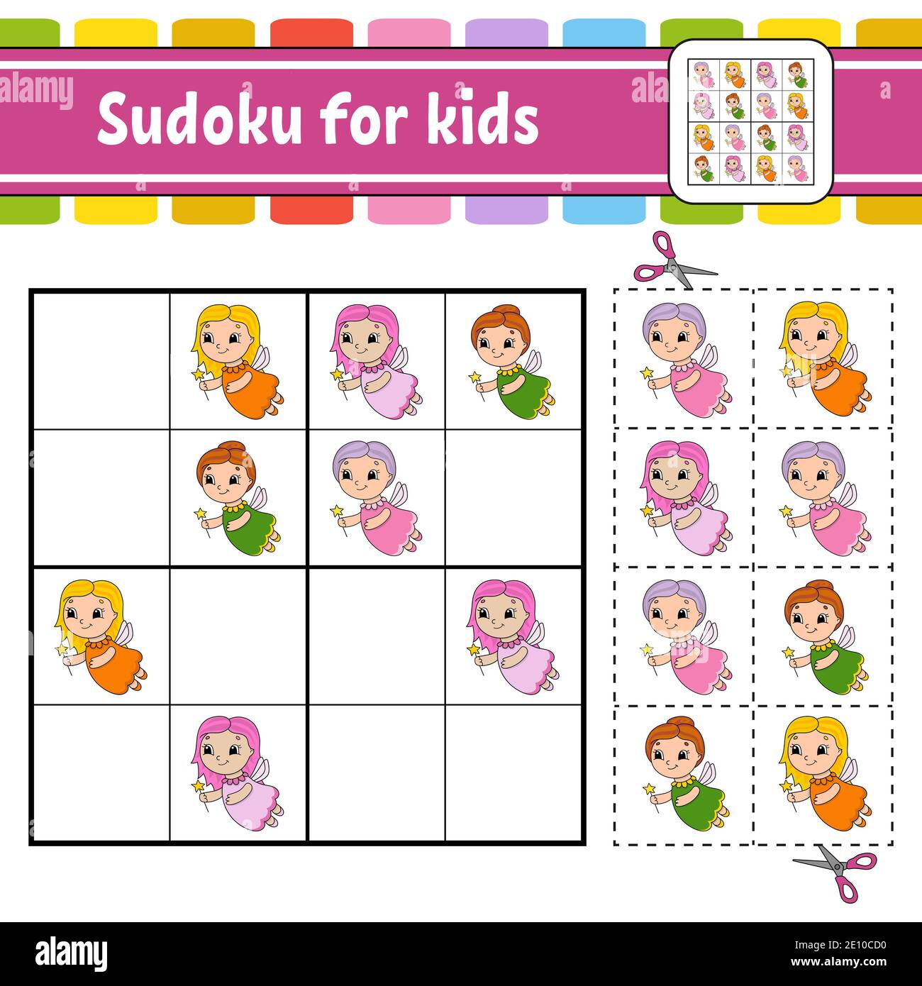 Sudoku for kids. Education developing worksheet. Activity page with ...
