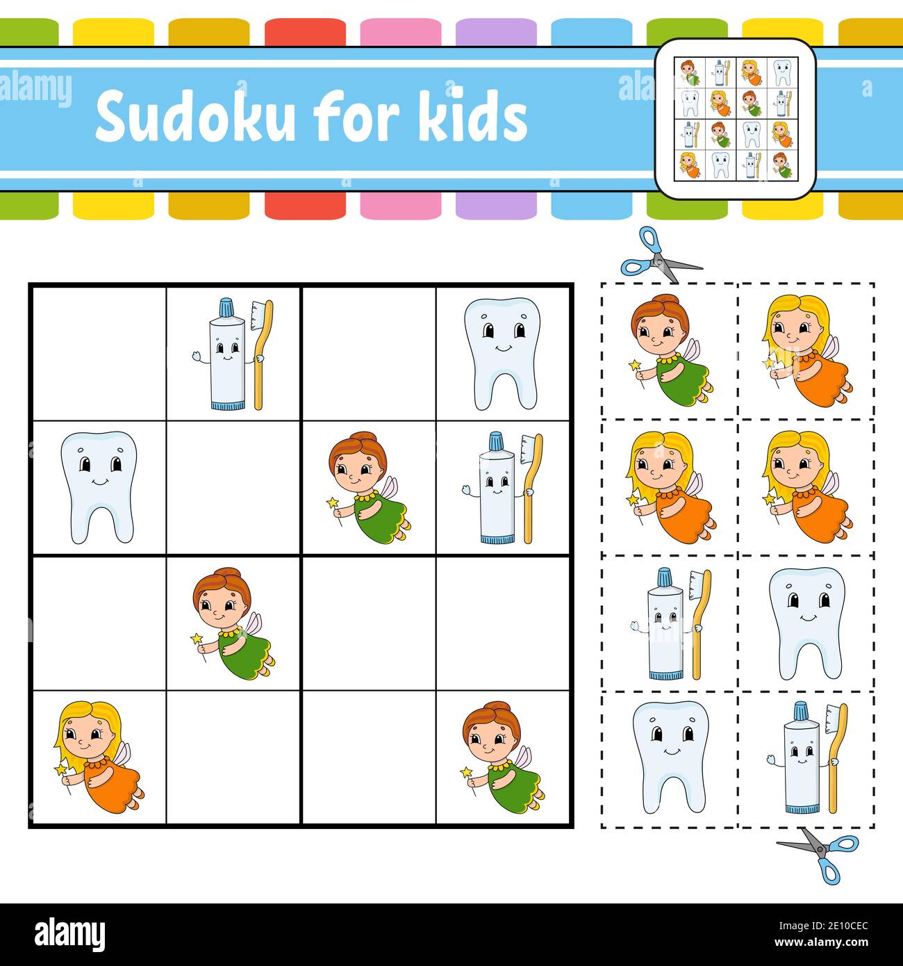 Sudoku for kids. Education developing worksheet. Activity page with ...