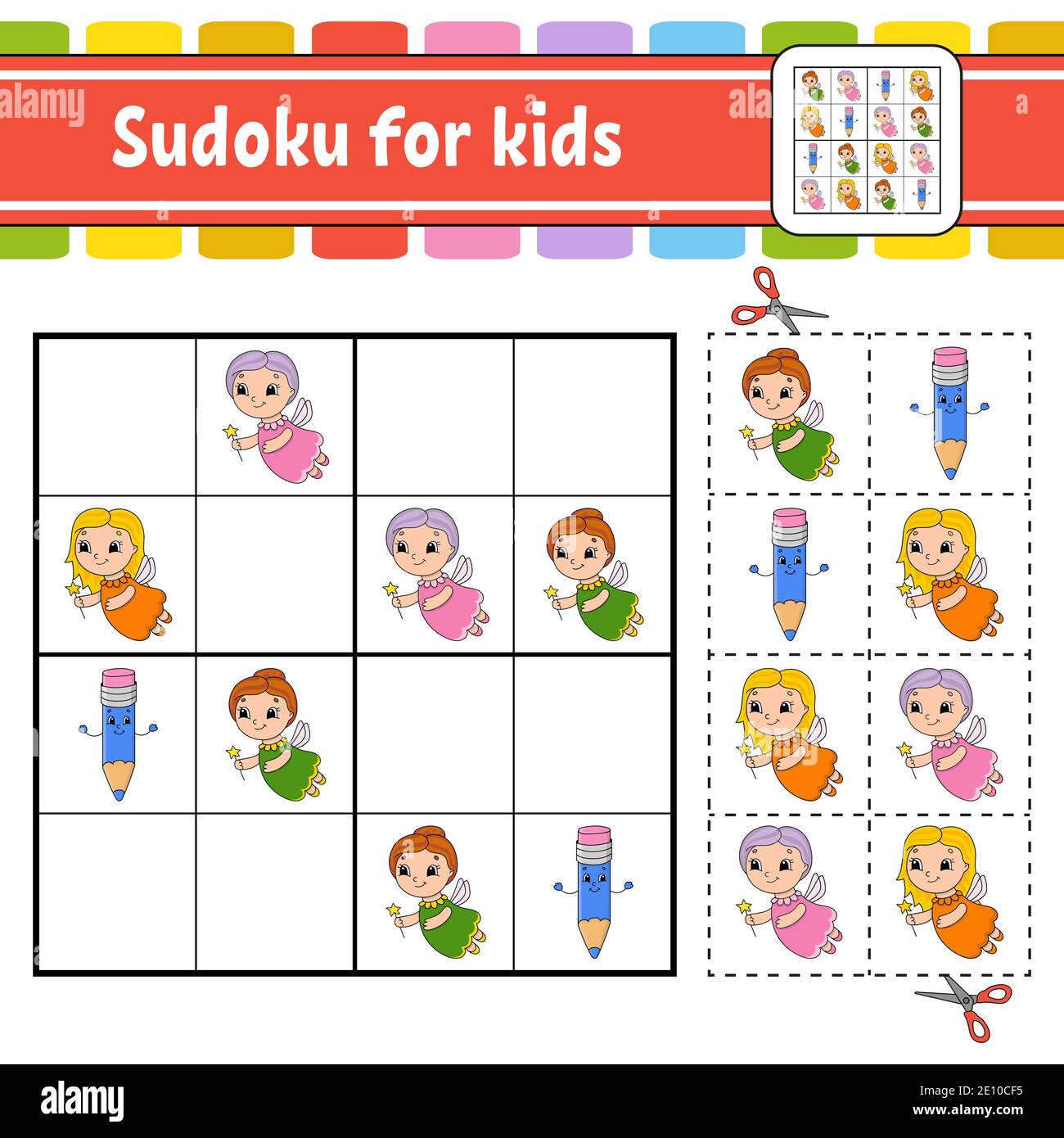 Sudoku for kids. Education developing worksheet. Activity page with ...