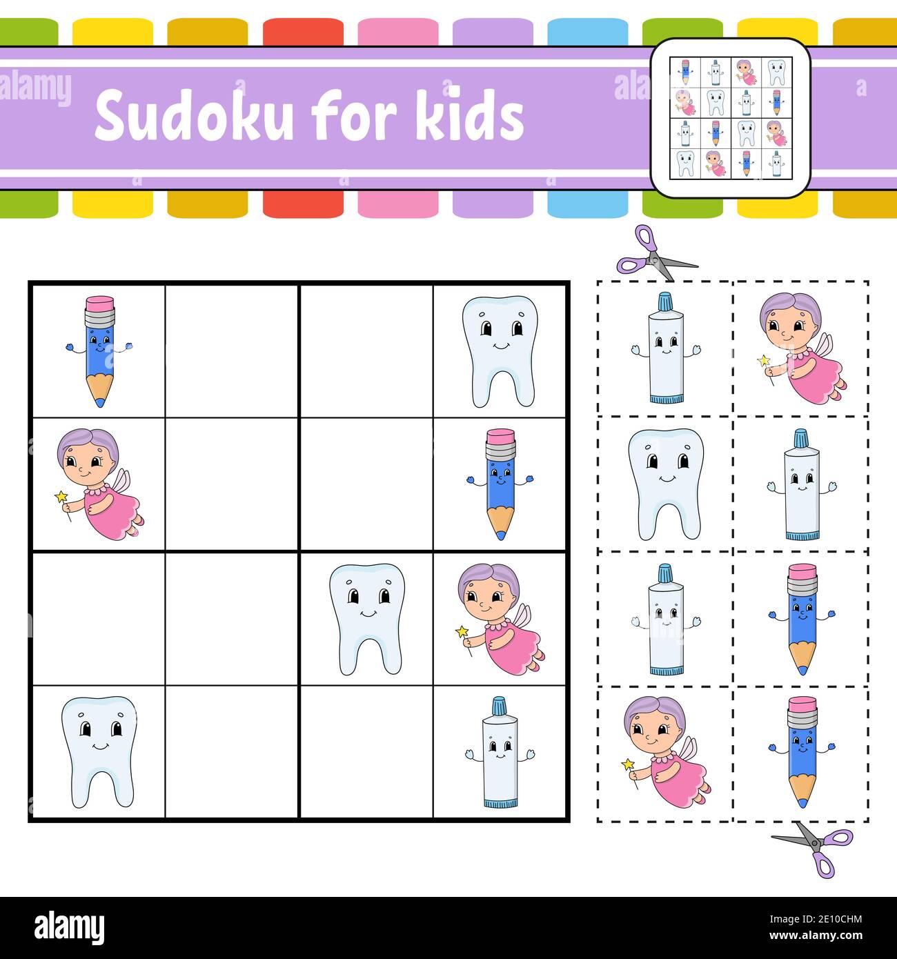 Sudoku for kids. Education developing worksheet. Activity page with ...