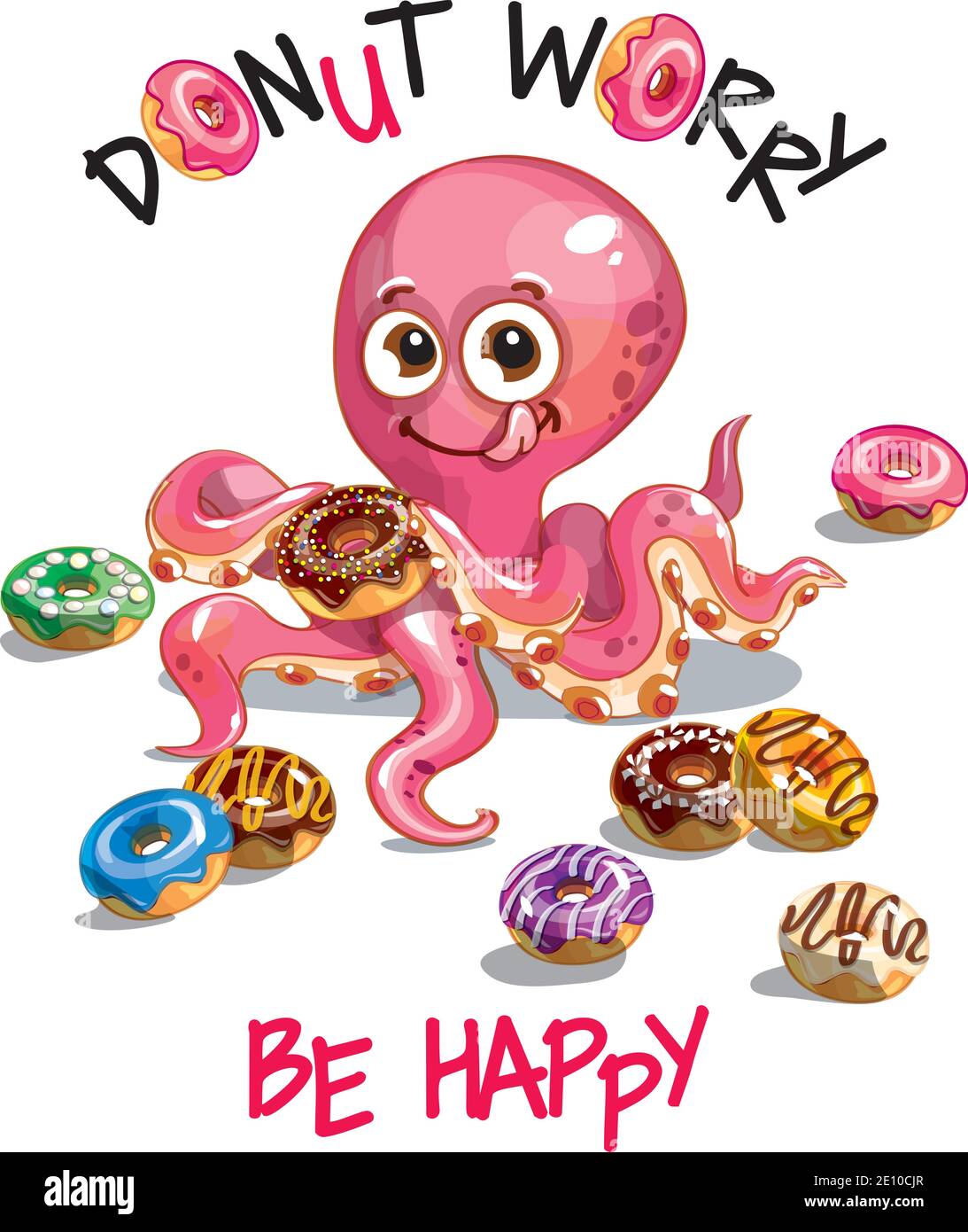 Vector illustration of cartoon octopus with donuts Stock Vector Image ...