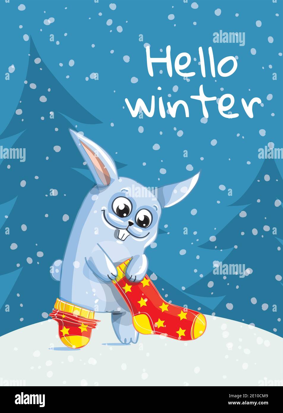 Cute bunny snow Stock Vector Images - Alamy