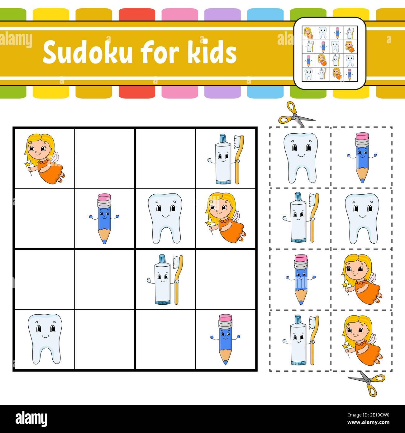 Sudoku for kids. Education developing worksheet. Activity page with ...