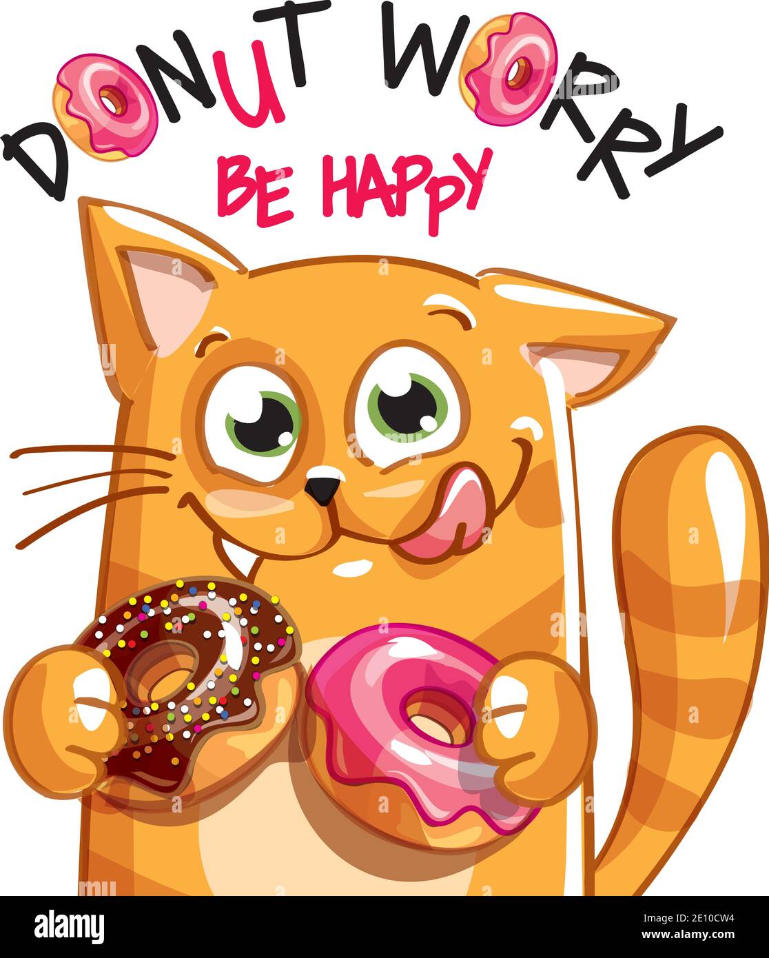 Vector illustration of cartoon cat with donuts Stock Vector Image & Art ...