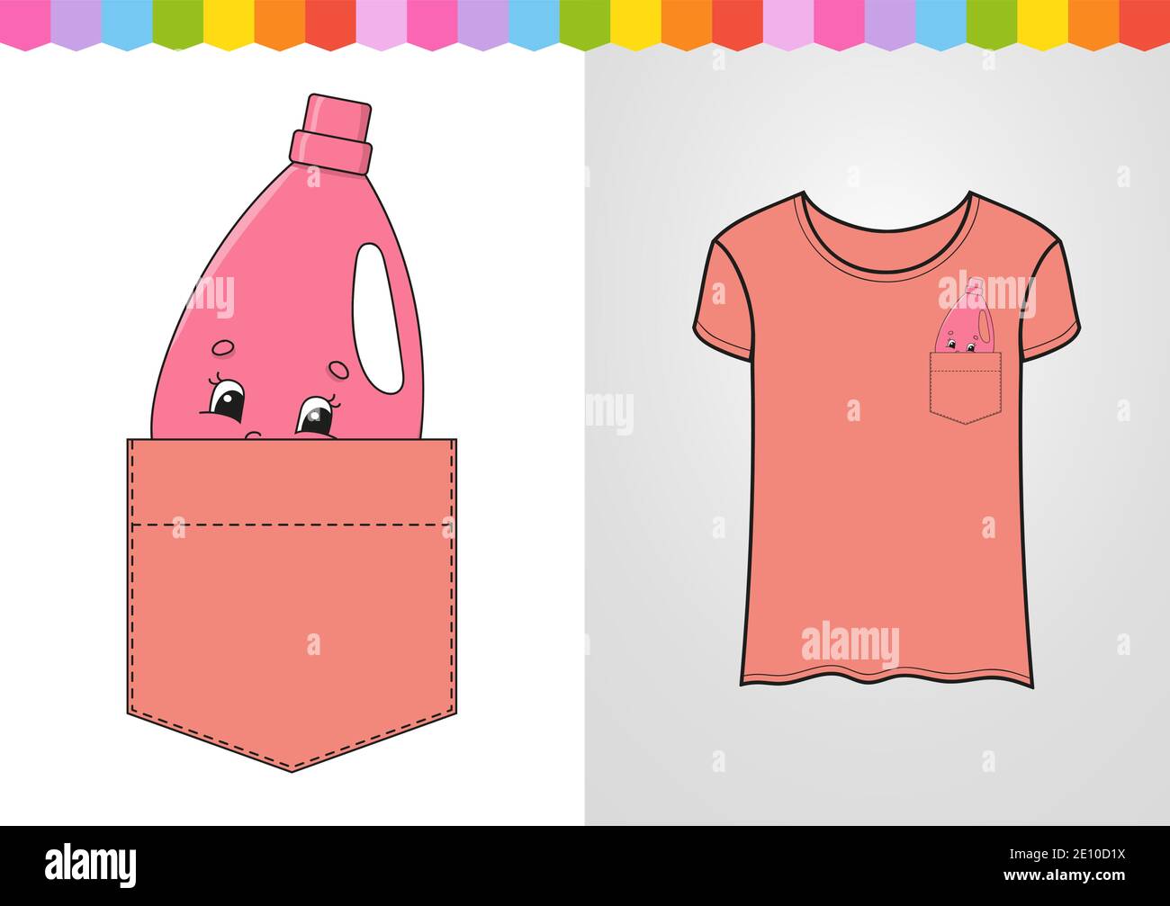 Pink cleanser in shirt pocket. Cute character. Colorful vector ...