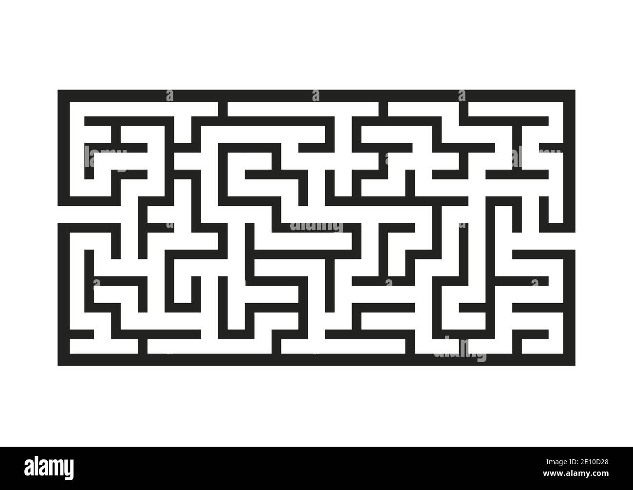 Black rectangular labyrinth. Game for kids. Puzzle for children. Maze conundrum. Flat vector ...
