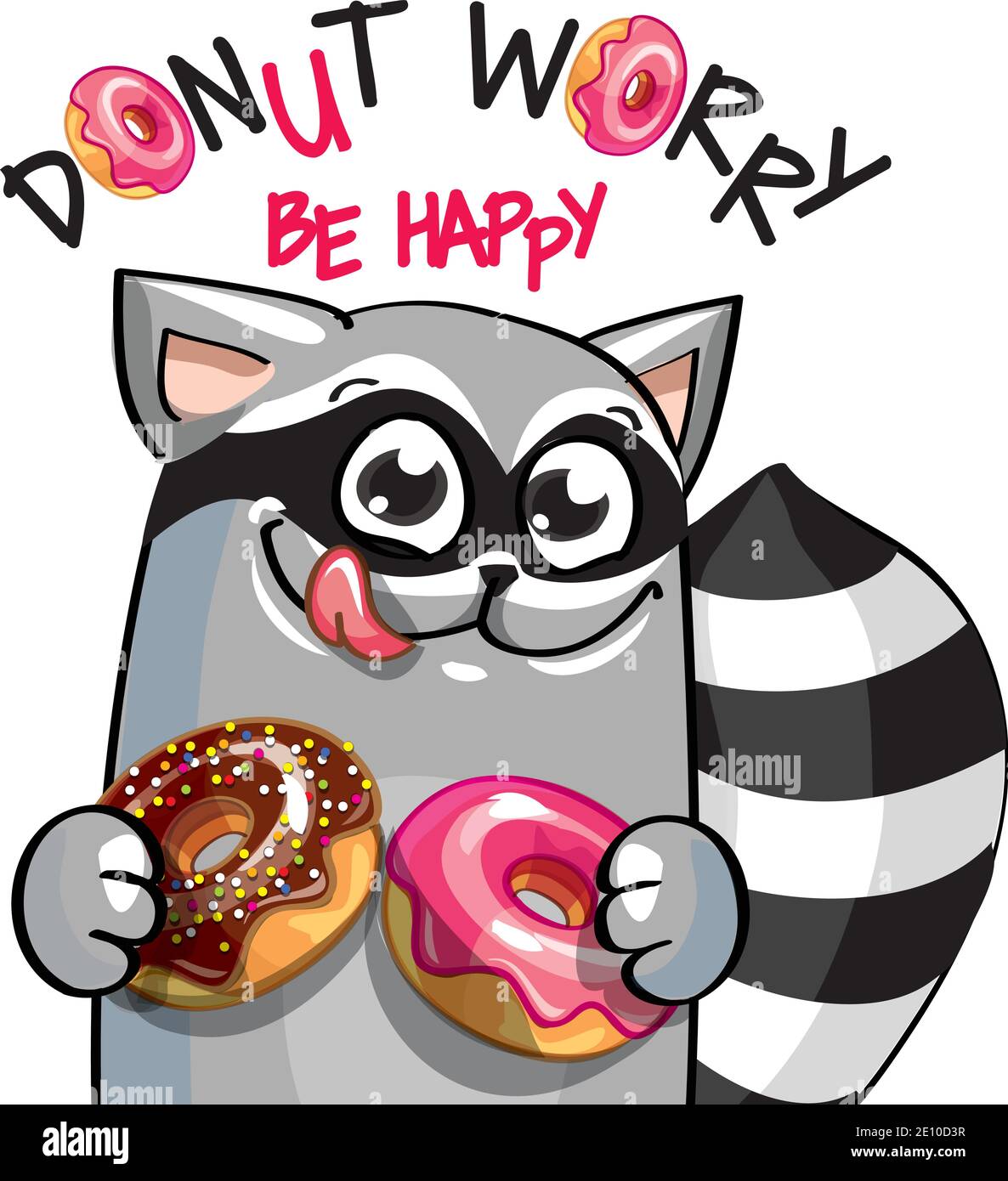 Vector illustration of cartoon raccoon with donuts Stock Vector Image ...