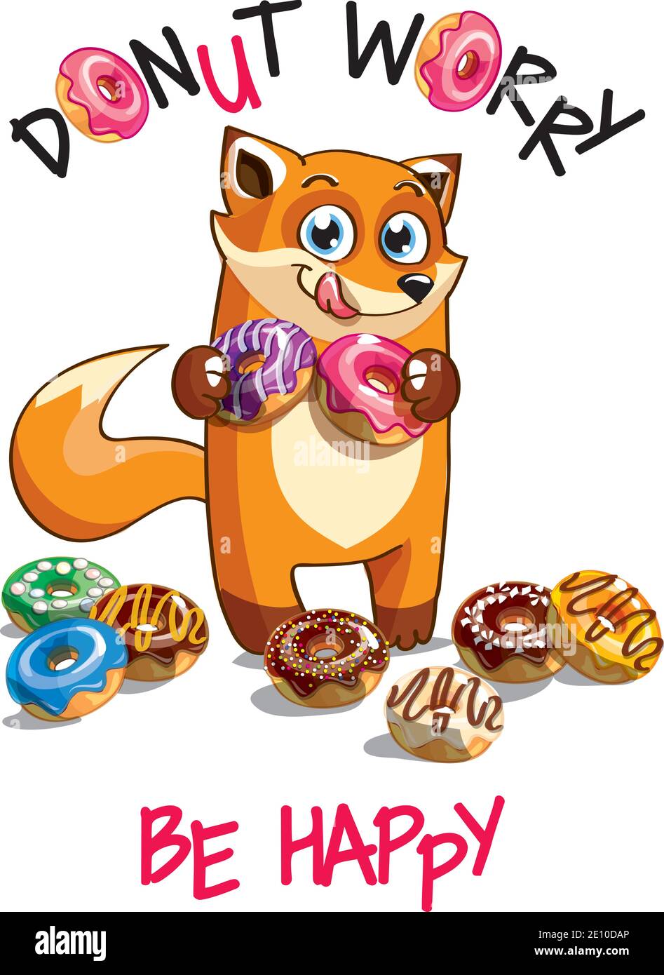 Vector illustration of cartoon fox with donuts Stock Vector Image & Art ...
