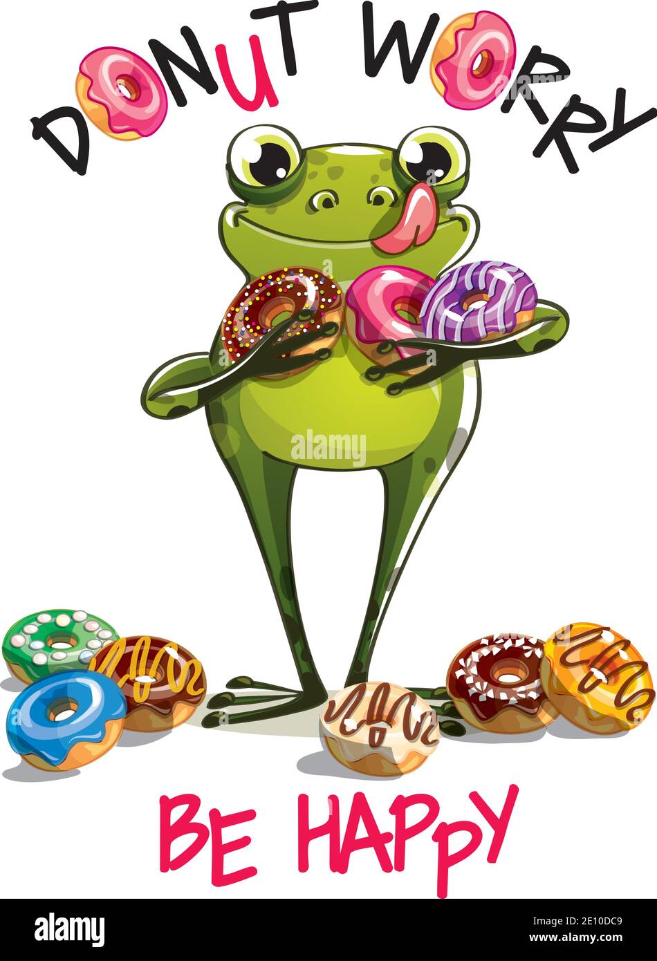Vector illustration of cartoon frog with donuts Stock Vector Image ...