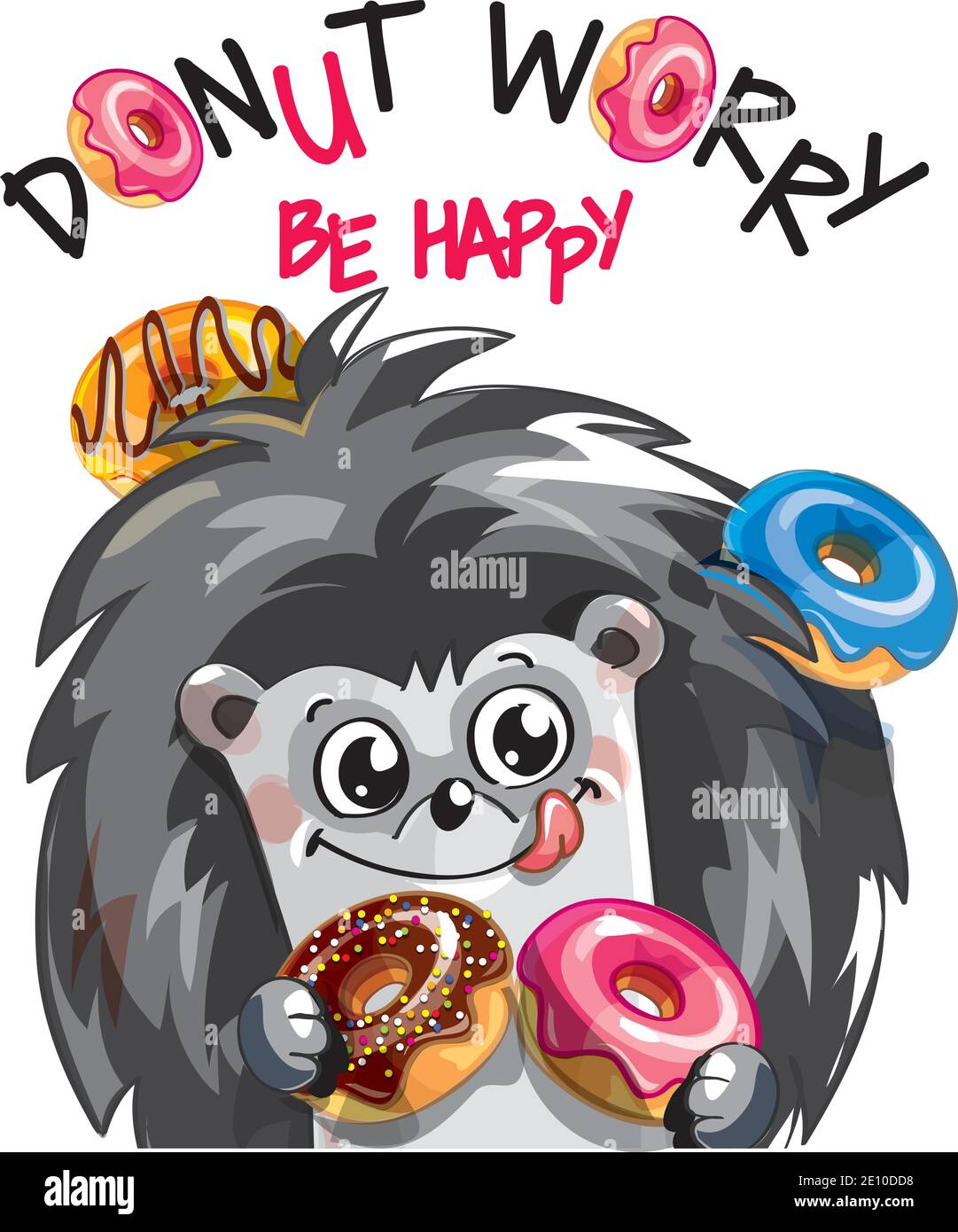 Vector illustration of happy hedgehog with donuts Stock Vector Image ...