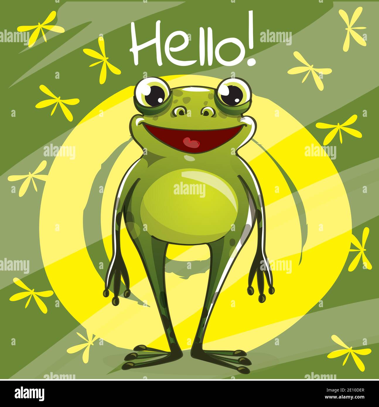Vector illustration of cartoon frog. Hello Stock Vector Image & Art - Alamy