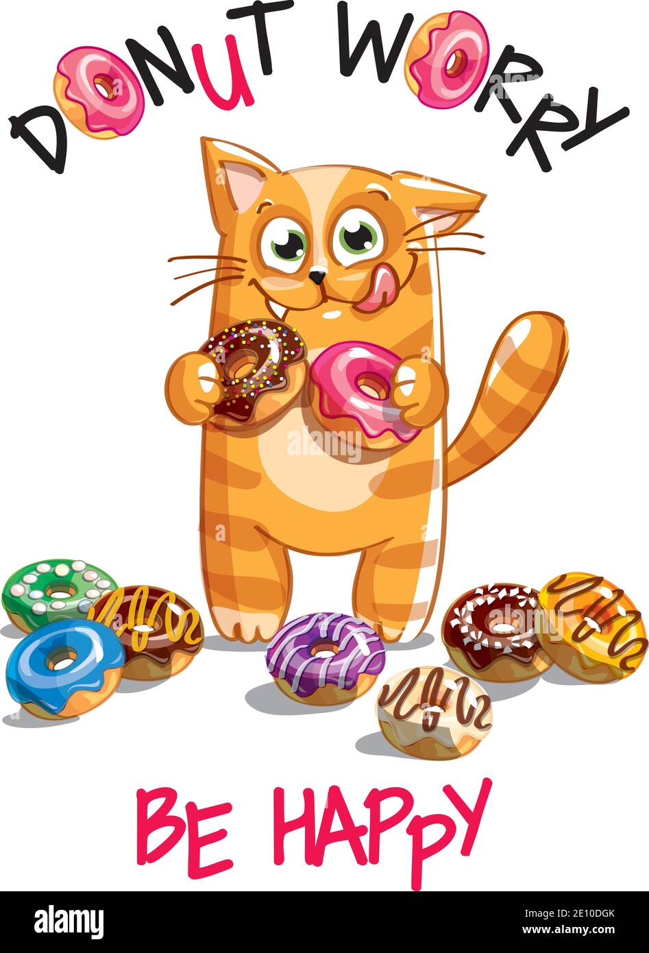 Vector illustration of cartoon cat with donuts Stock Vector Image & Art ...