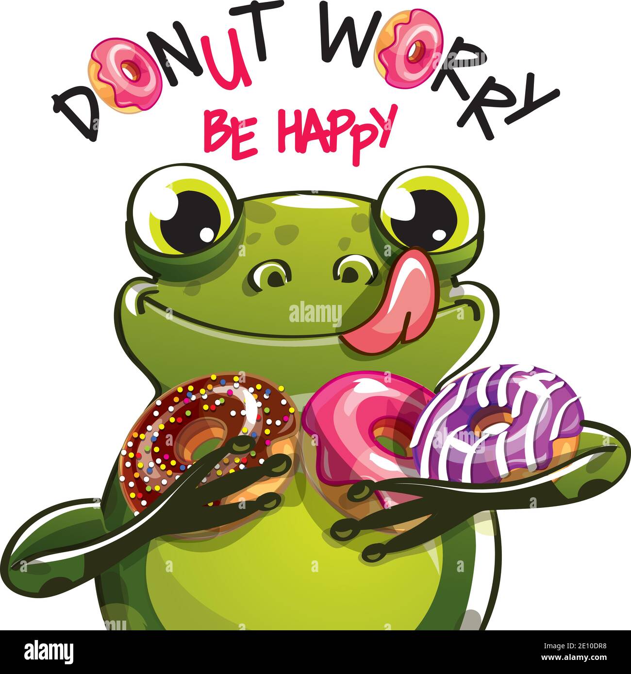 Vector illustration of cartoon frog with donuts Stock Vector Image ...