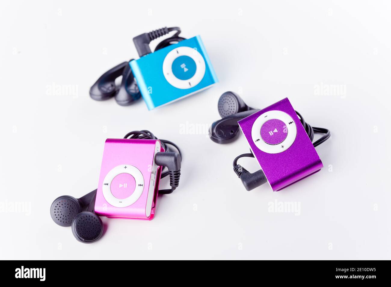mp3 players on white background Stock Photo - Alamy