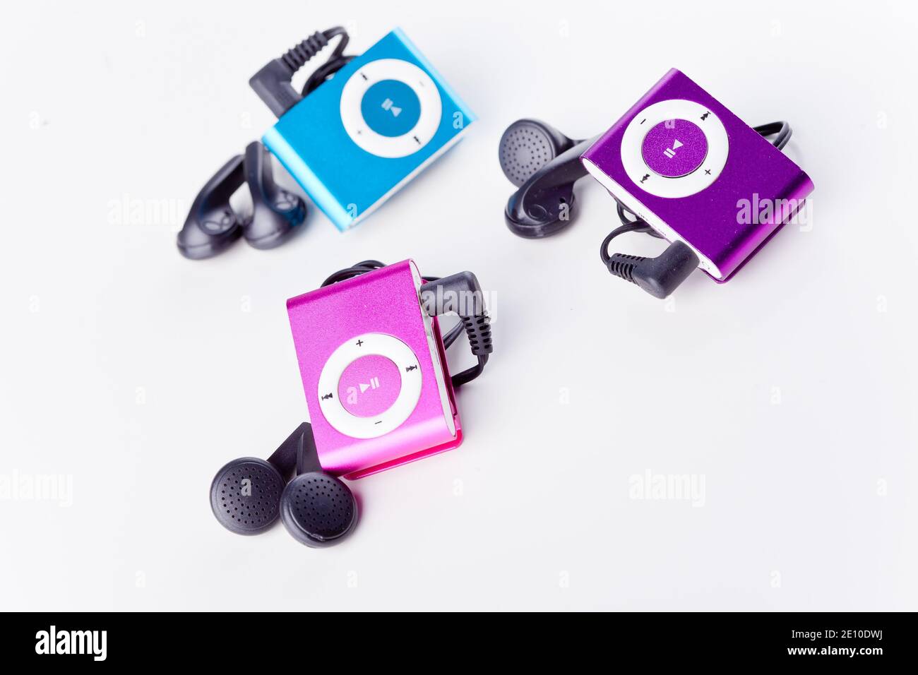 mp3 players on white background Stock Photo - Alamy