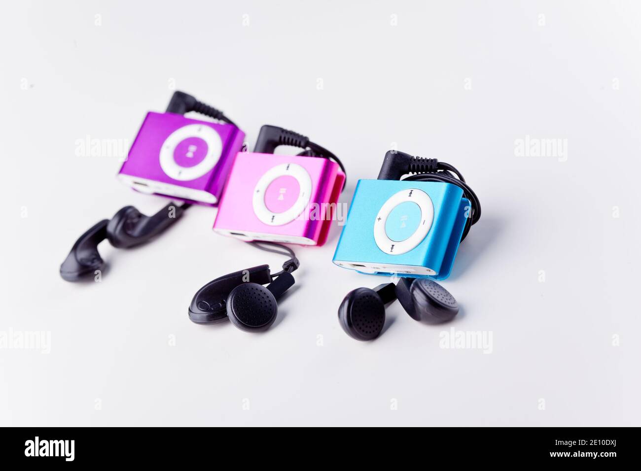 mp3 players on white background Stock Photo - Alamy