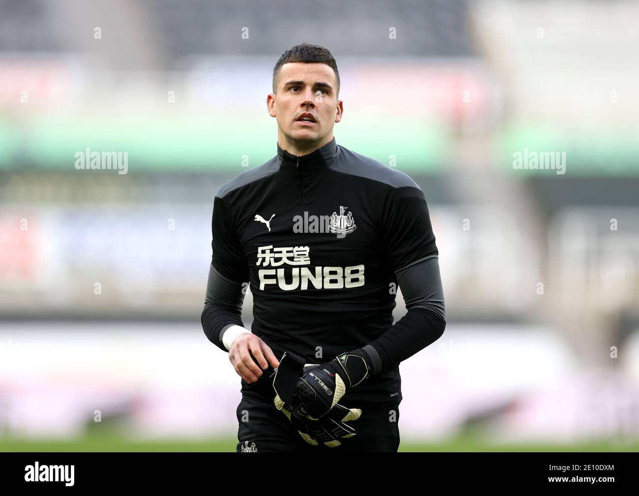 Newcastle United goalkeeper Karl Darlow warming up before the Premier ...